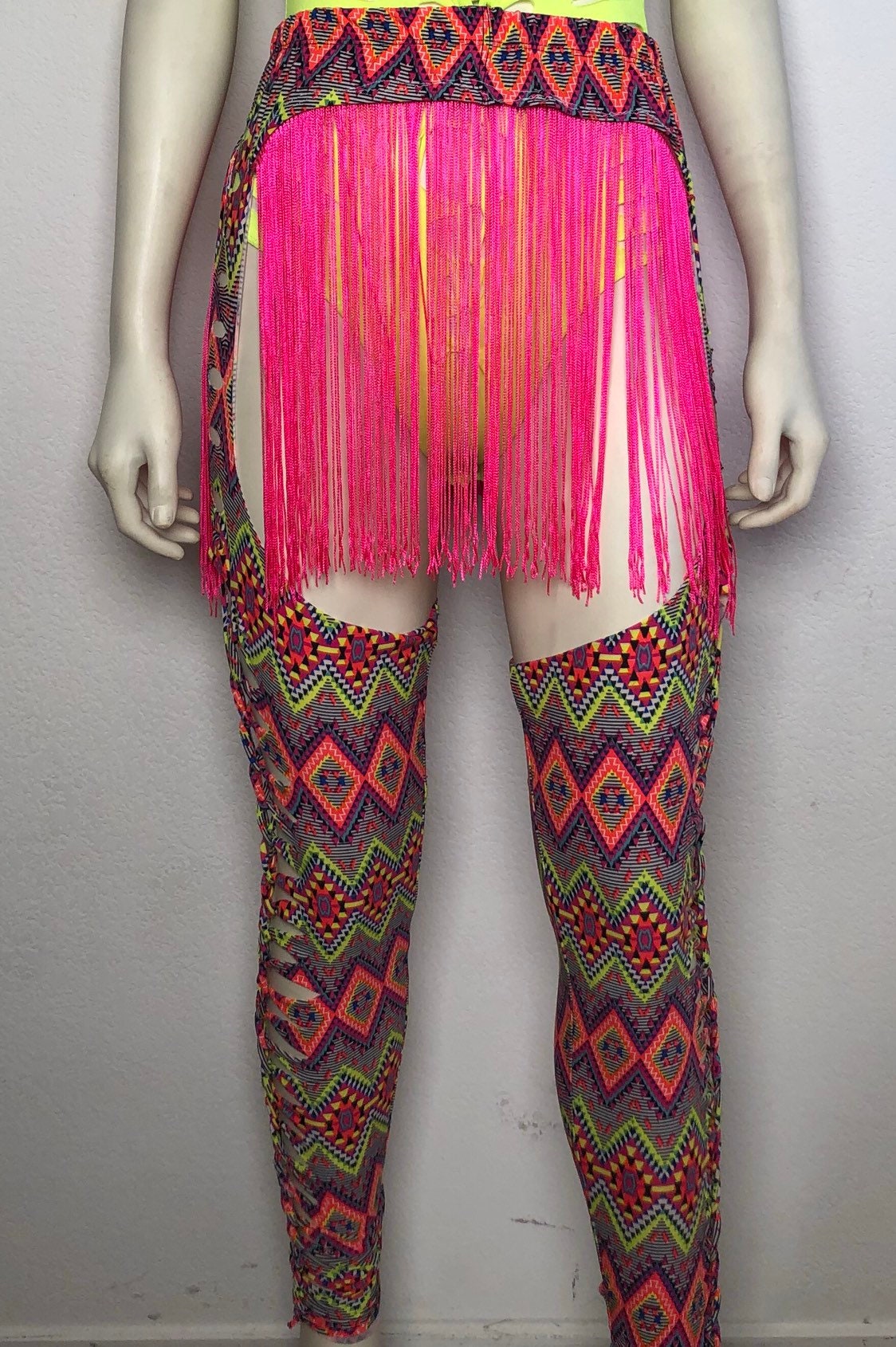 Sexy Fringe Chaps/rave Wear/ Costume/neon/fringe/festival Gear | Etsy
