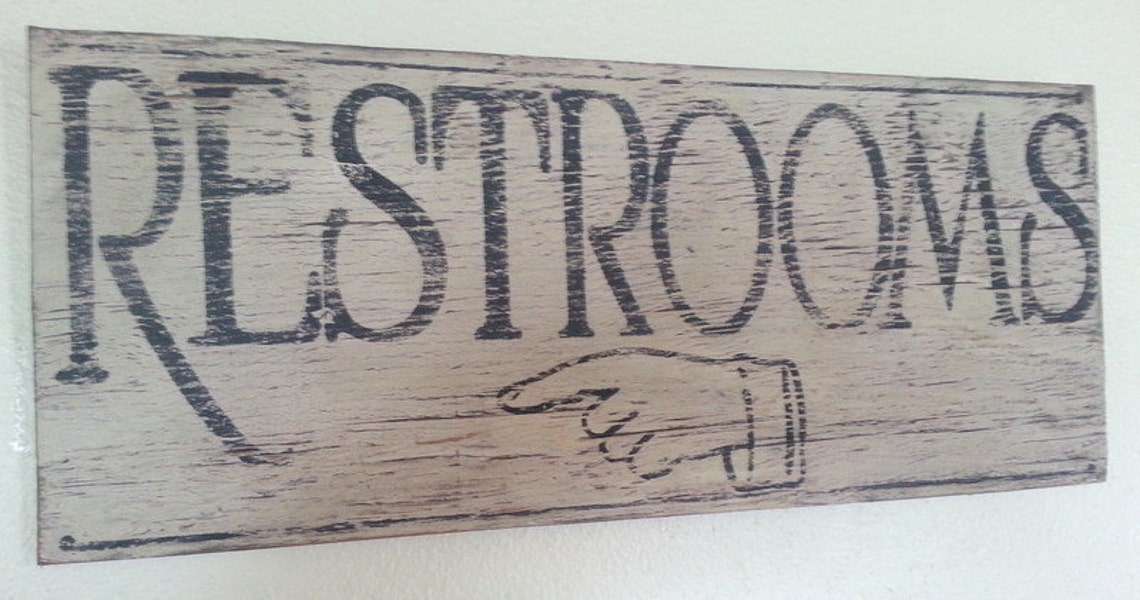 Vintage Look and Distressed Bathroom Sign/restroom Directional Sign - Etsy