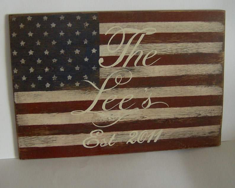 Vintage Look Personalized American Flag Family Plaque - Etsy