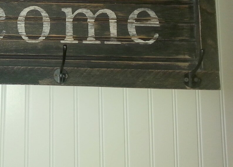 Rustic Welcome Sign Coat Rack/wood Edged/distressed Sign - Etsy