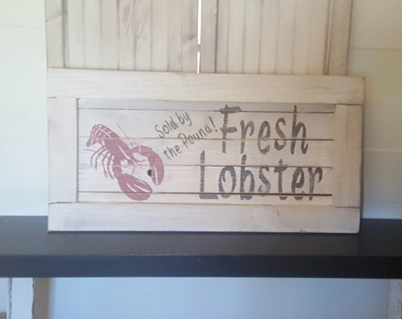 Vintage Look Fresh Lobster Sign in Black and White/kitchen | Etsy
