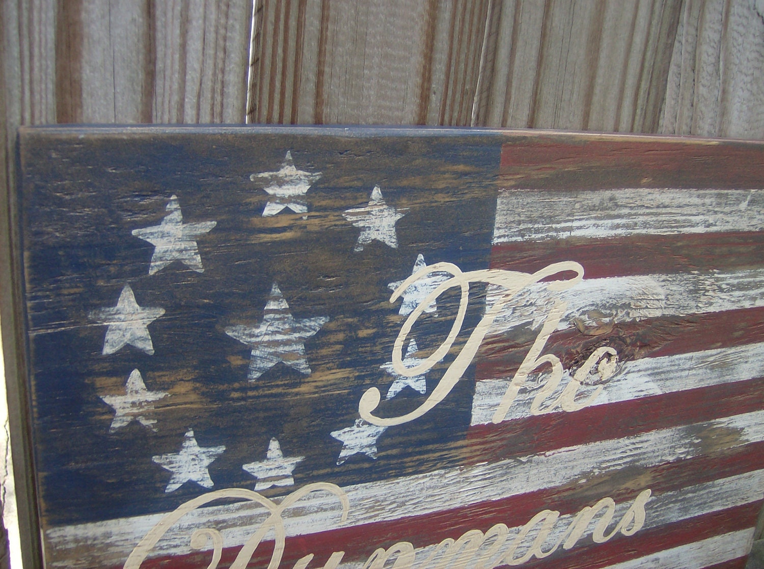 Vintage look Personalized American Flag Family plaque | Etsy