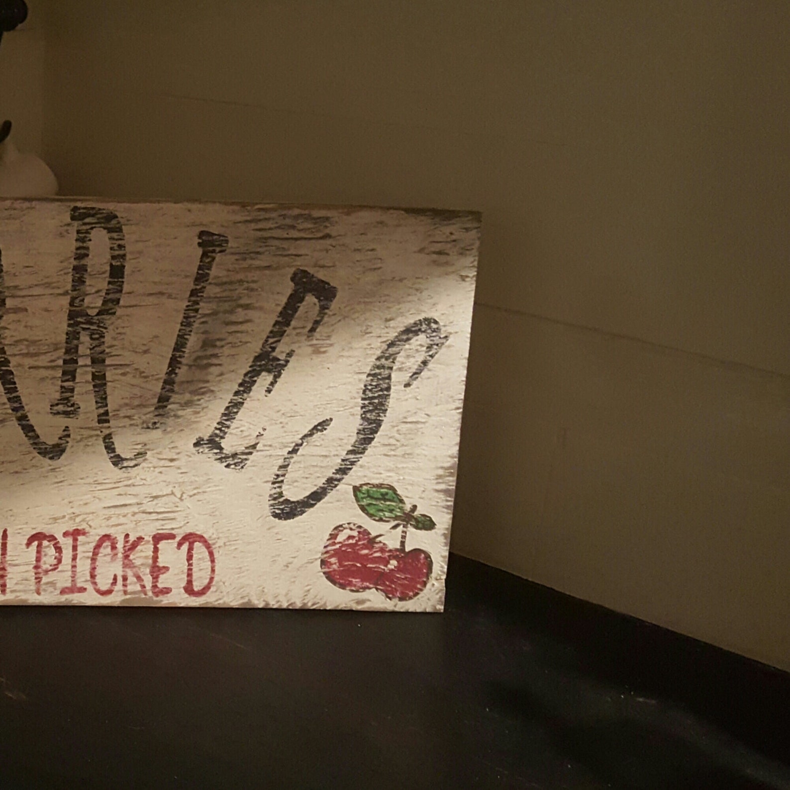 Distressed and Vintage Look Fresh Picked Cherry Sign/kitchen/market ...