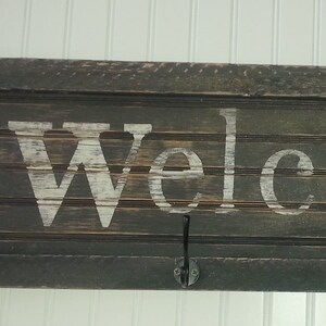 Rustic Welcome Sign Coat Rack/wood Edged/distressed Sign - Etsy