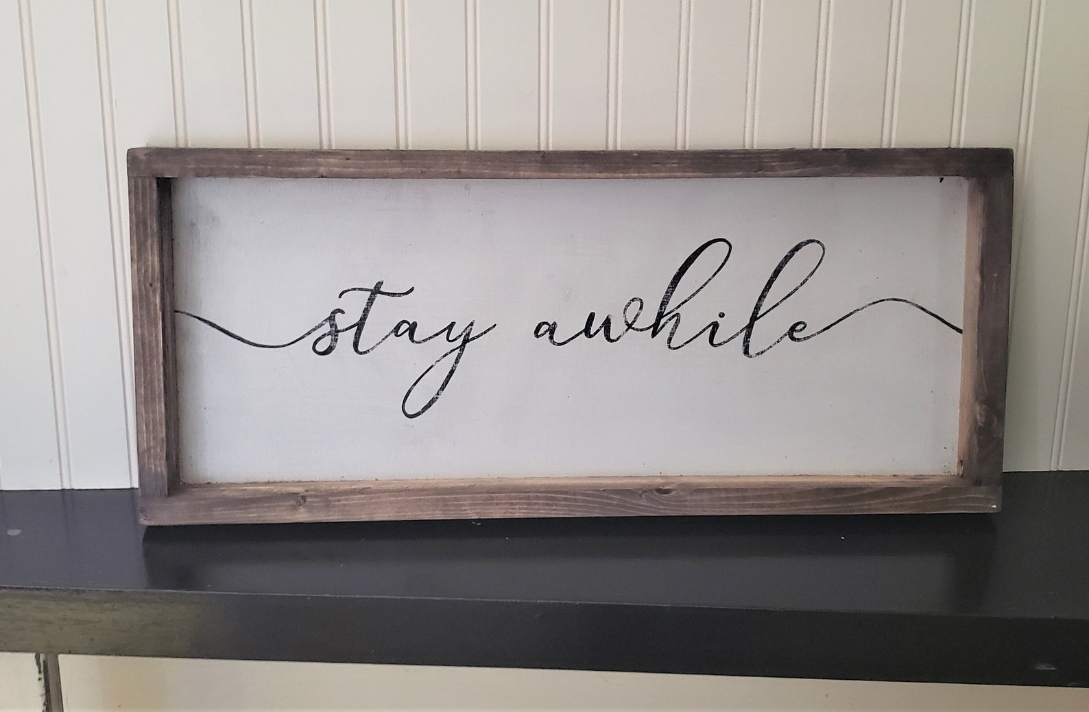 Rustic Stay Awhile Sign/cottage/farmhouse Decor/living Room - Etsy