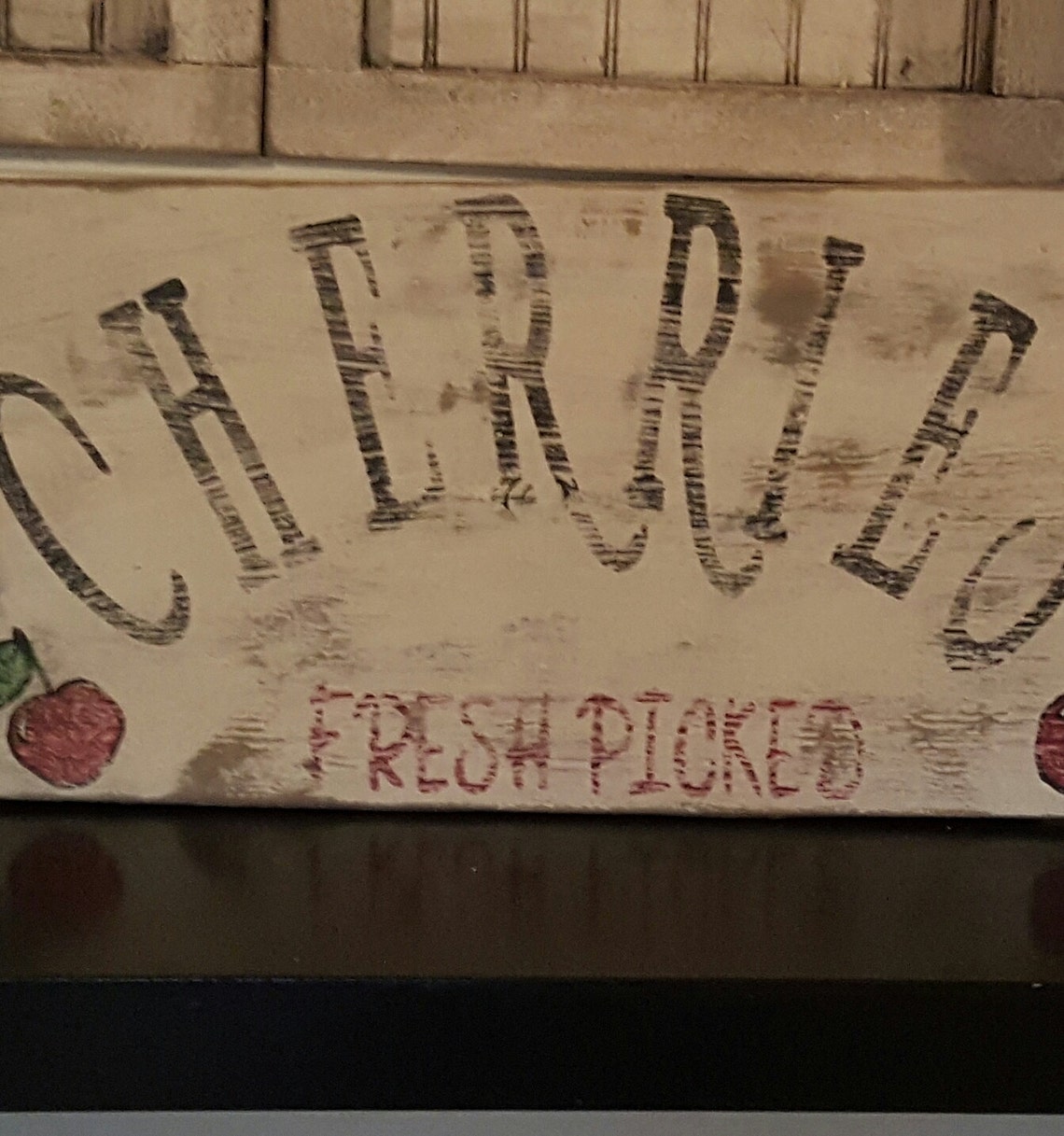 Distressed and Vintage Look Fresh Picked Cherry Sign/kitchen/market ...