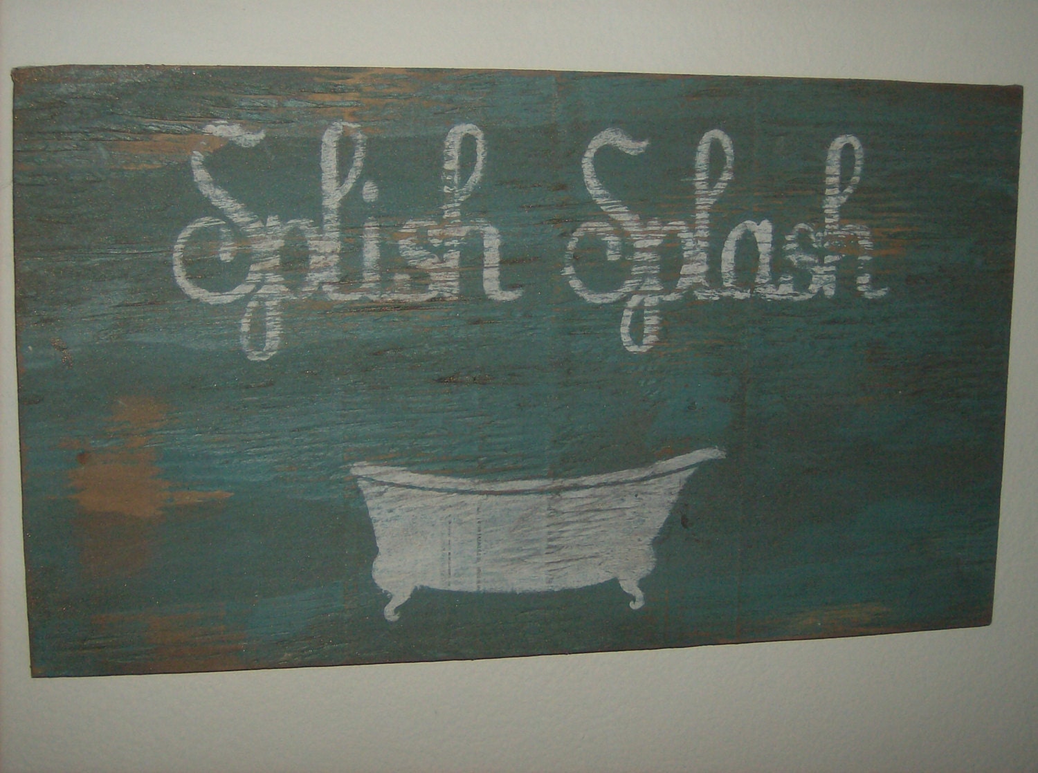 Vintage Look and Distressed Bathroom Sign....splish Splash/bathroom ...