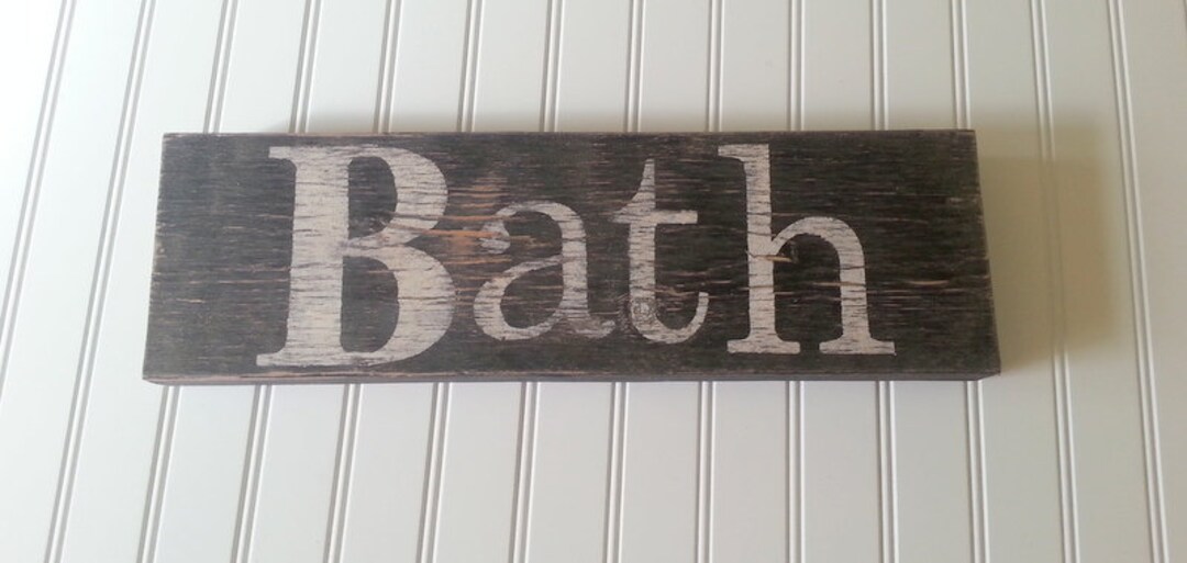 Vintage Look and Distressed Bathroom Sign/black and White/bath - Etsy