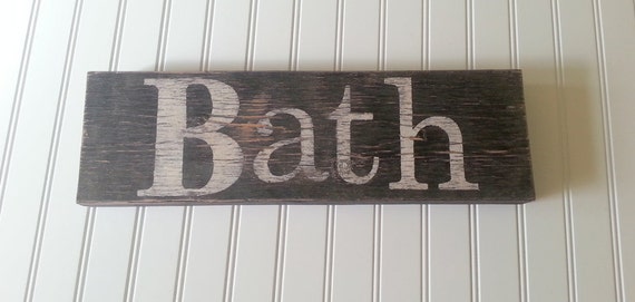 Vintage Look and Distressed Bathroom Sign/black and White/bath | Etsy