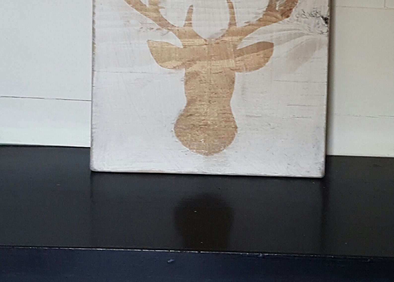 Rustic Deer head sign/gold/wall decor/living room decor | Etsy