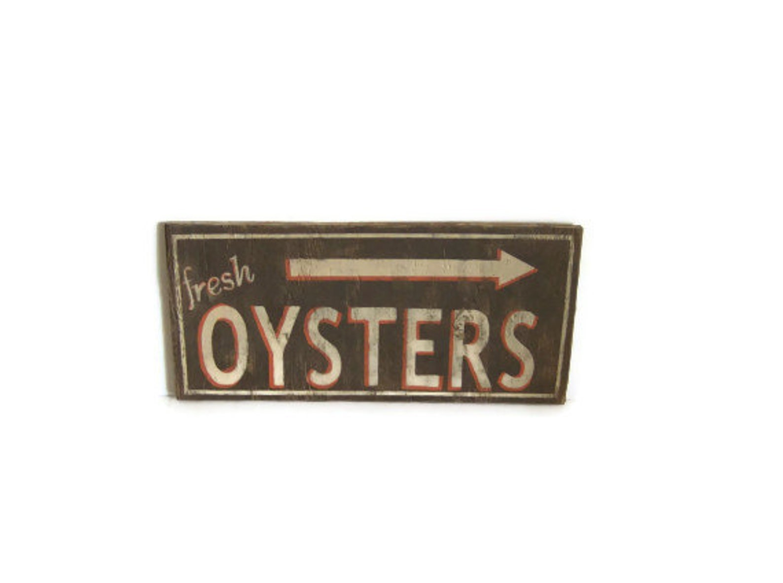 Vintage Look Fresh Oyster Sign in Brown, Orange and White - Etsy
