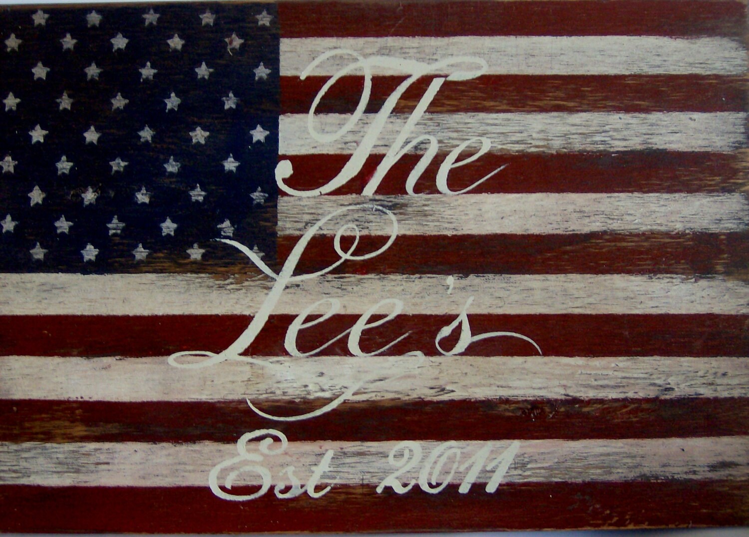 Vintage look Personalized American Flag Family plaque | Etsy