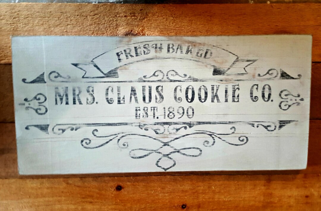 Cottage Rustic and Vintage Look Mrs. Claus Cookie Company Sign ...