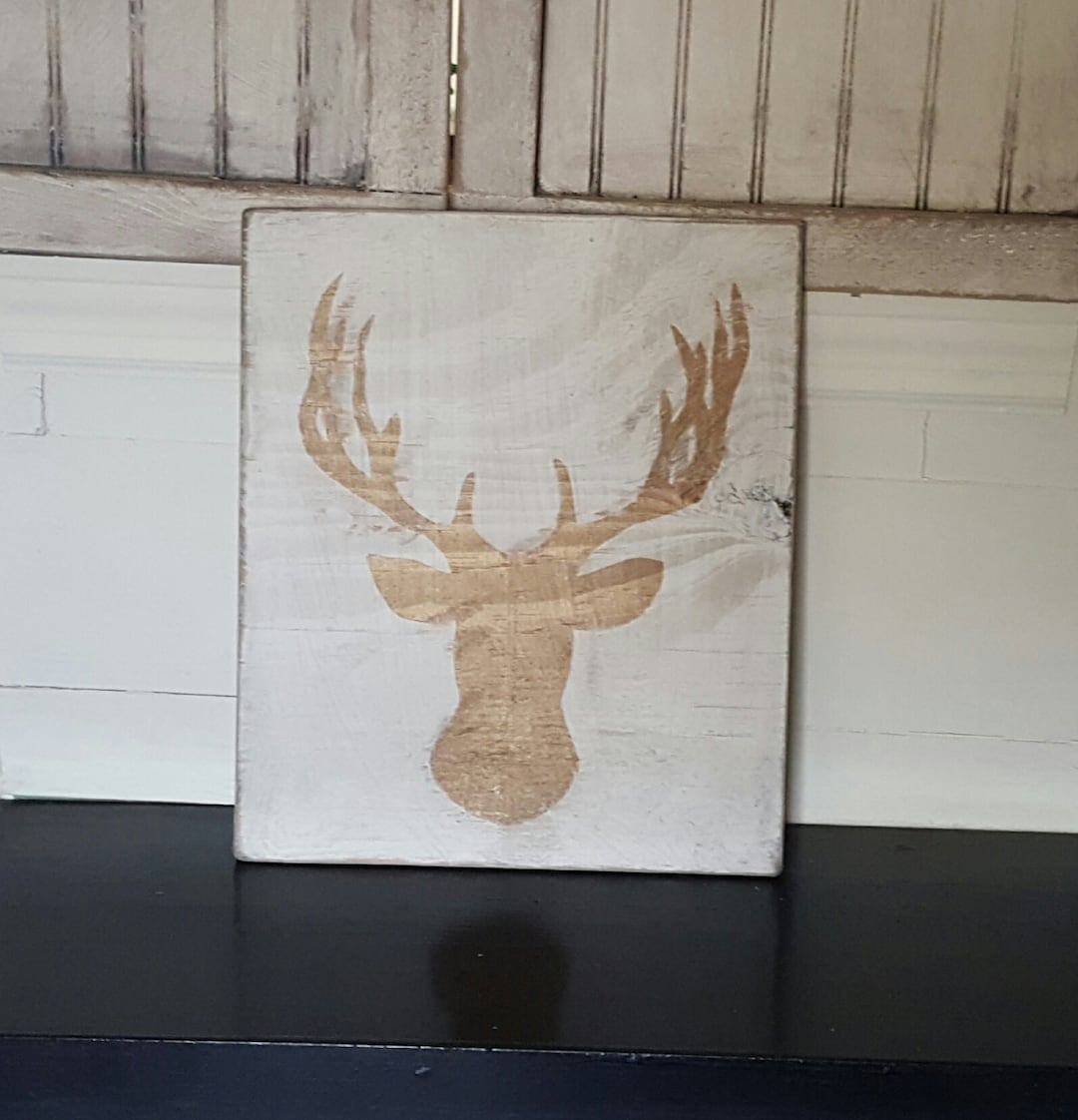 Rustic Deer Head Sign/gold/wall Decor/living Room Decor - Etsy