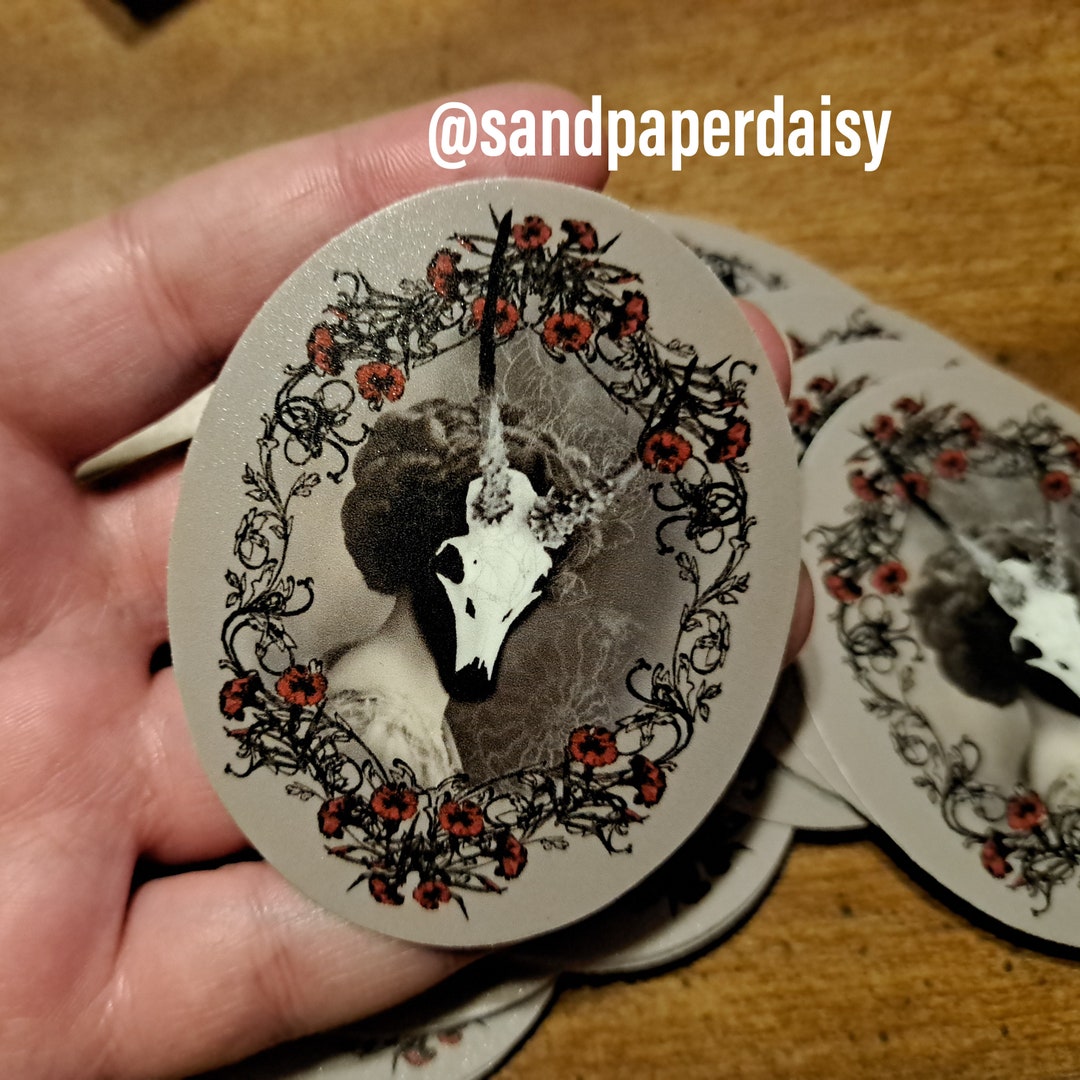 Lady Wendigo Sticker 3x2in Matte Vinyl Oval Victorian Cameo Lovely ...