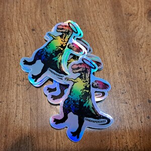 Angel T-rex HOLOGRAPHIC RAINBOW Sticker 3x2in Vinyl Diecut Cute Buddy ...