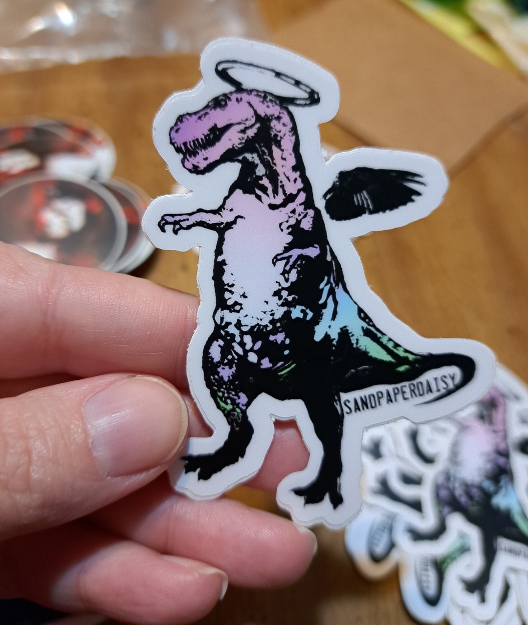 Angel T-rex Sticker 3x2in Vinyl Diecut Cute Buddy Tyrannosaurus ...