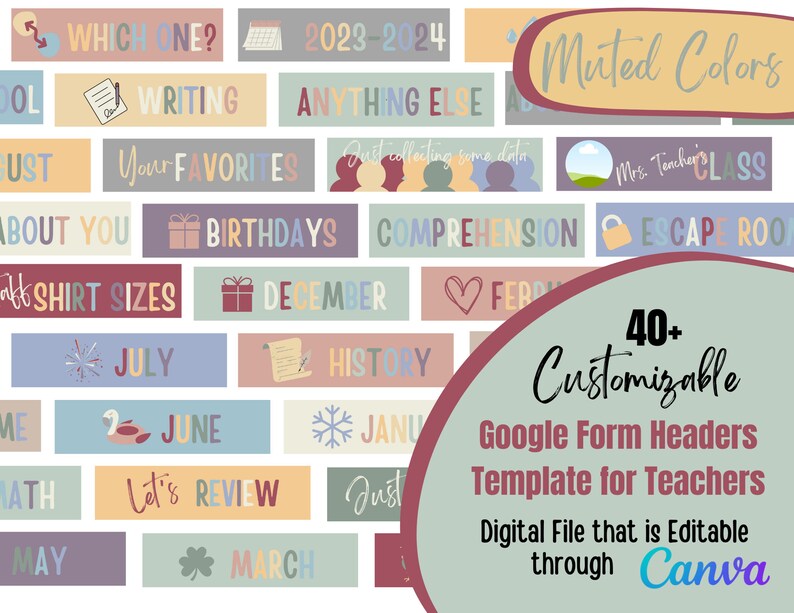 Google Form Headers Canva Editable Template Customizable for Teachers ...
