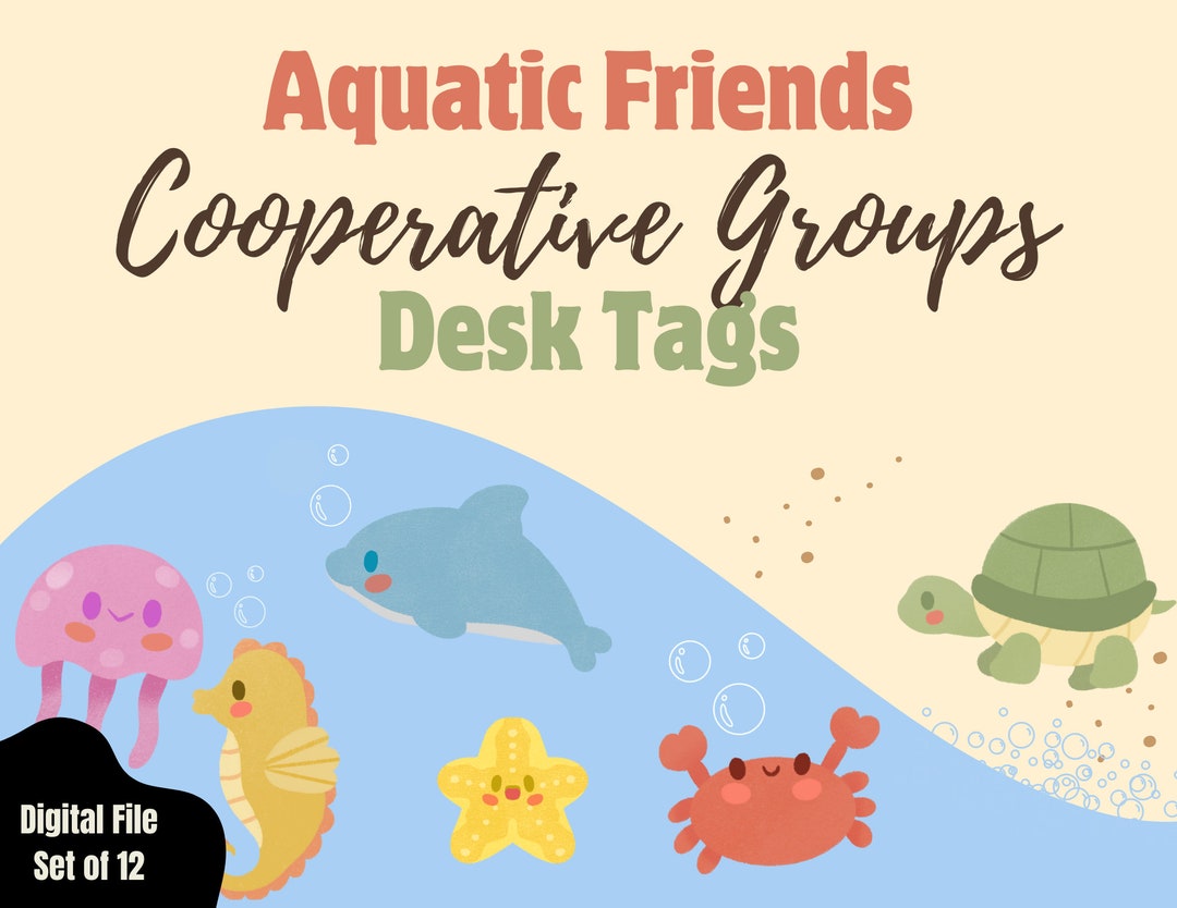 Aquatic Friends Cooperative Grouping Desk Tags | Arrange Students ...