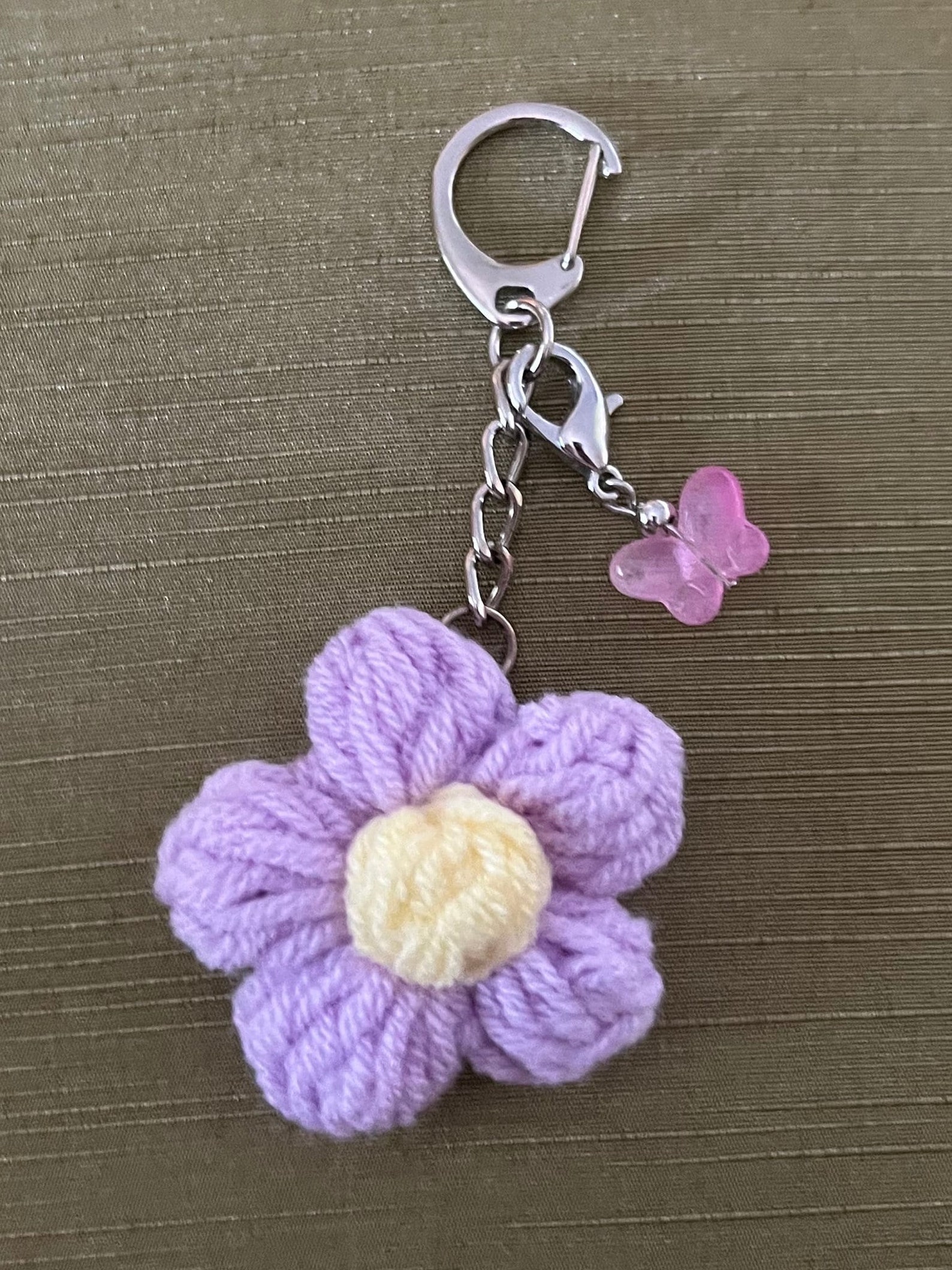 Purple Daisy Crochet Keychain - Etsy