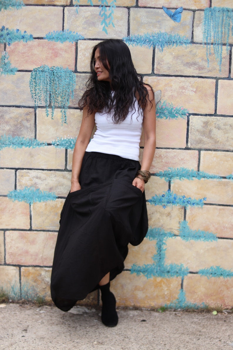 Funky Skirt / Boho Skirt / Long Skirt / Black Skirt / Lined - Etsy