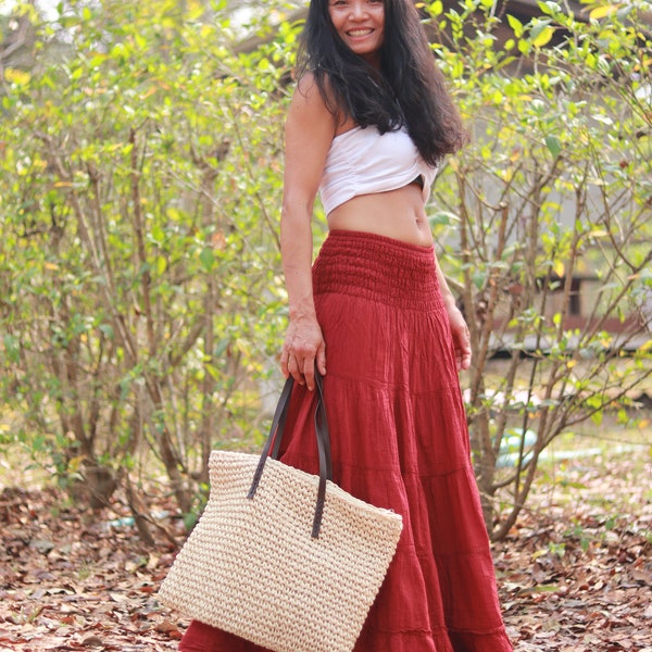 Red Maxi Skirt - Etsy
