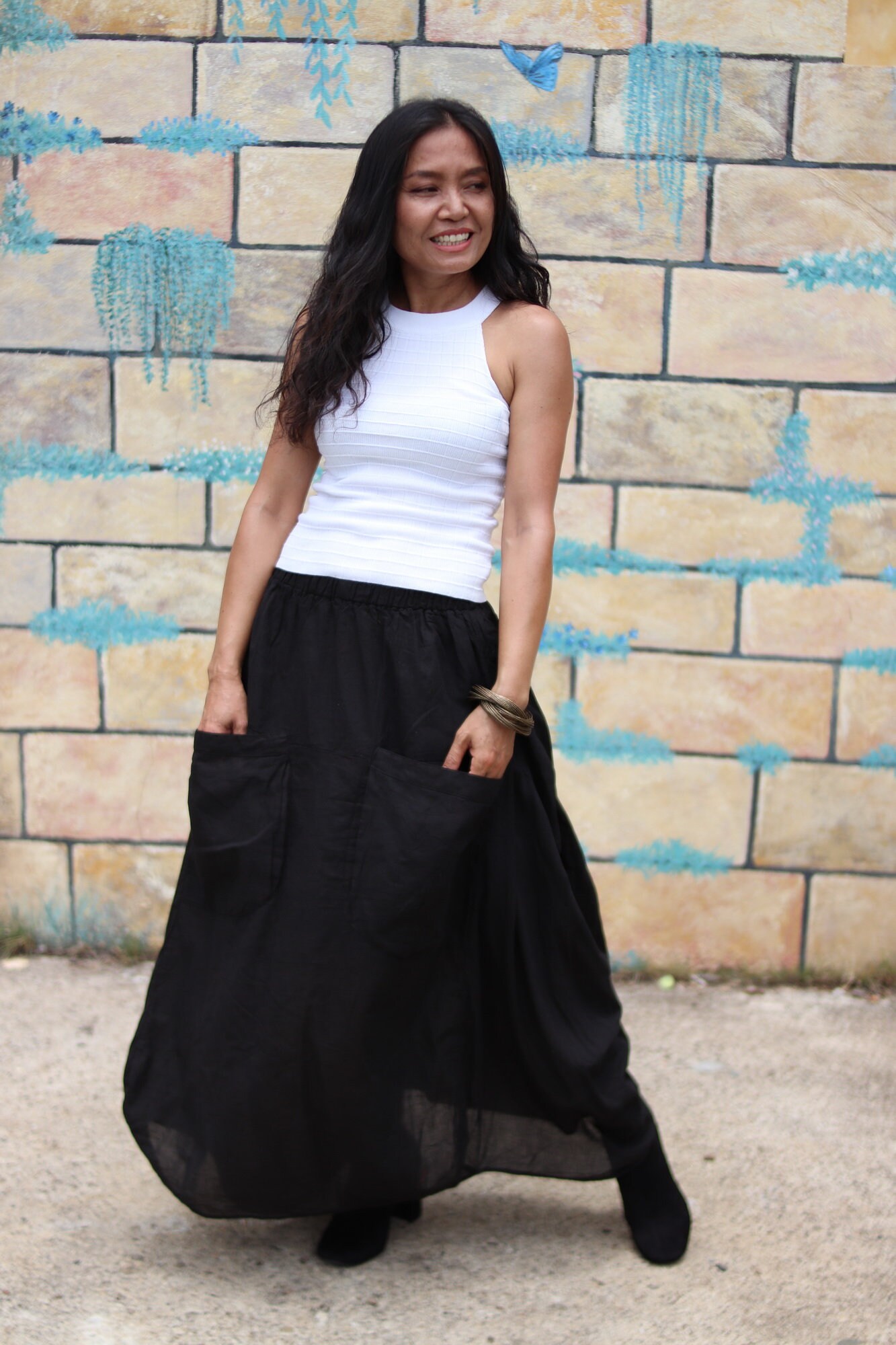 Funky rok / boho rok / lange rok / zwarte rok / gevoerde rok / - Etsy ...