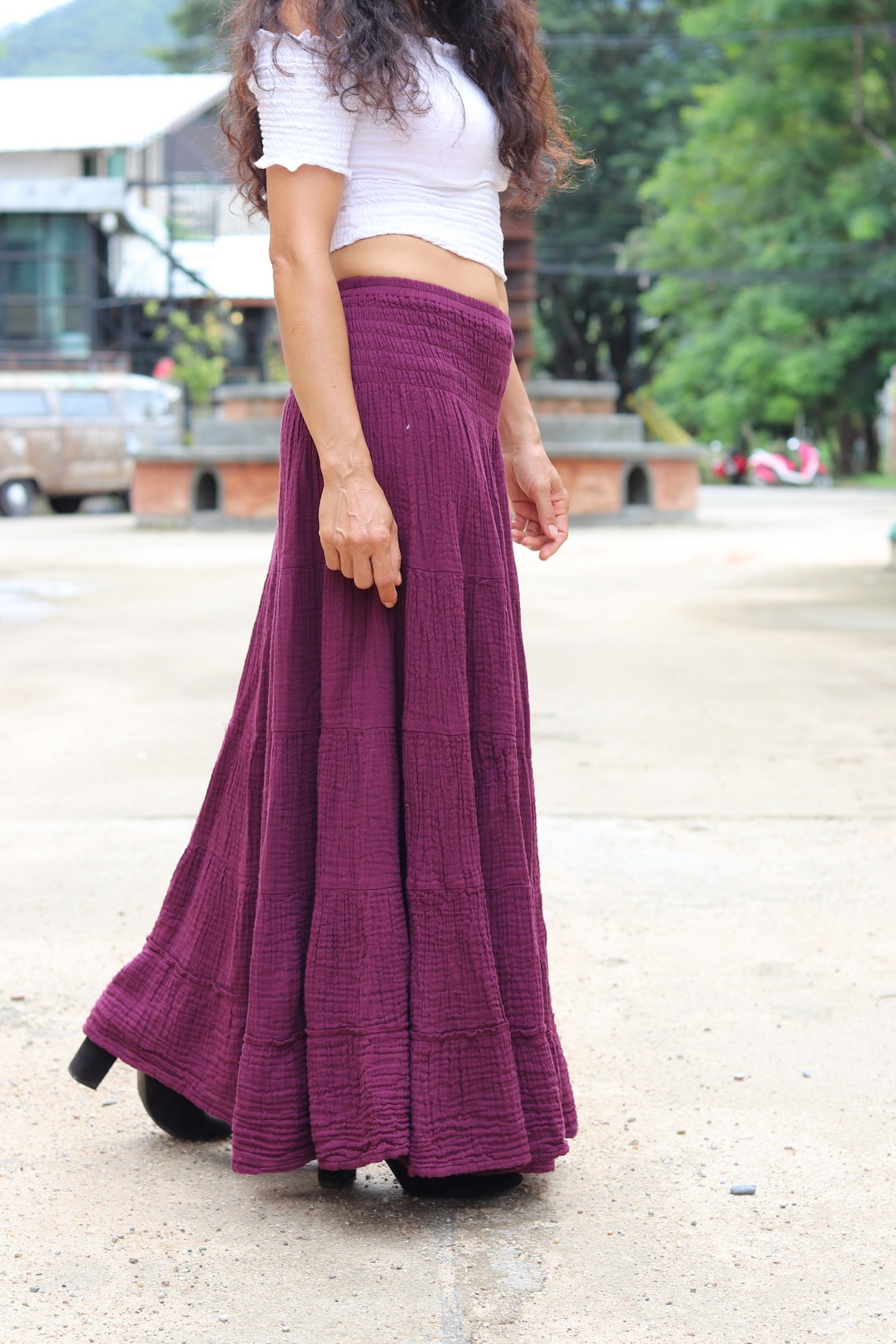 Long Skirt Long Boho Skirt Long Maxi Skirt Double Fabric Etsy