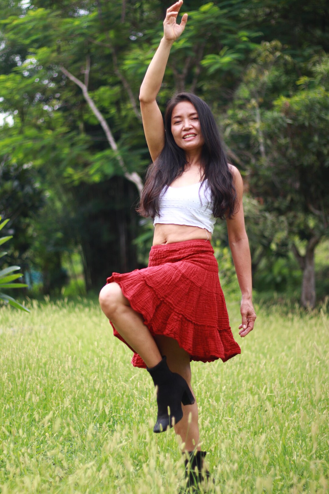 Mini Skirt / Boho Skirt / Boho Mini / Cotton Skirt / Color Red / Summer ...