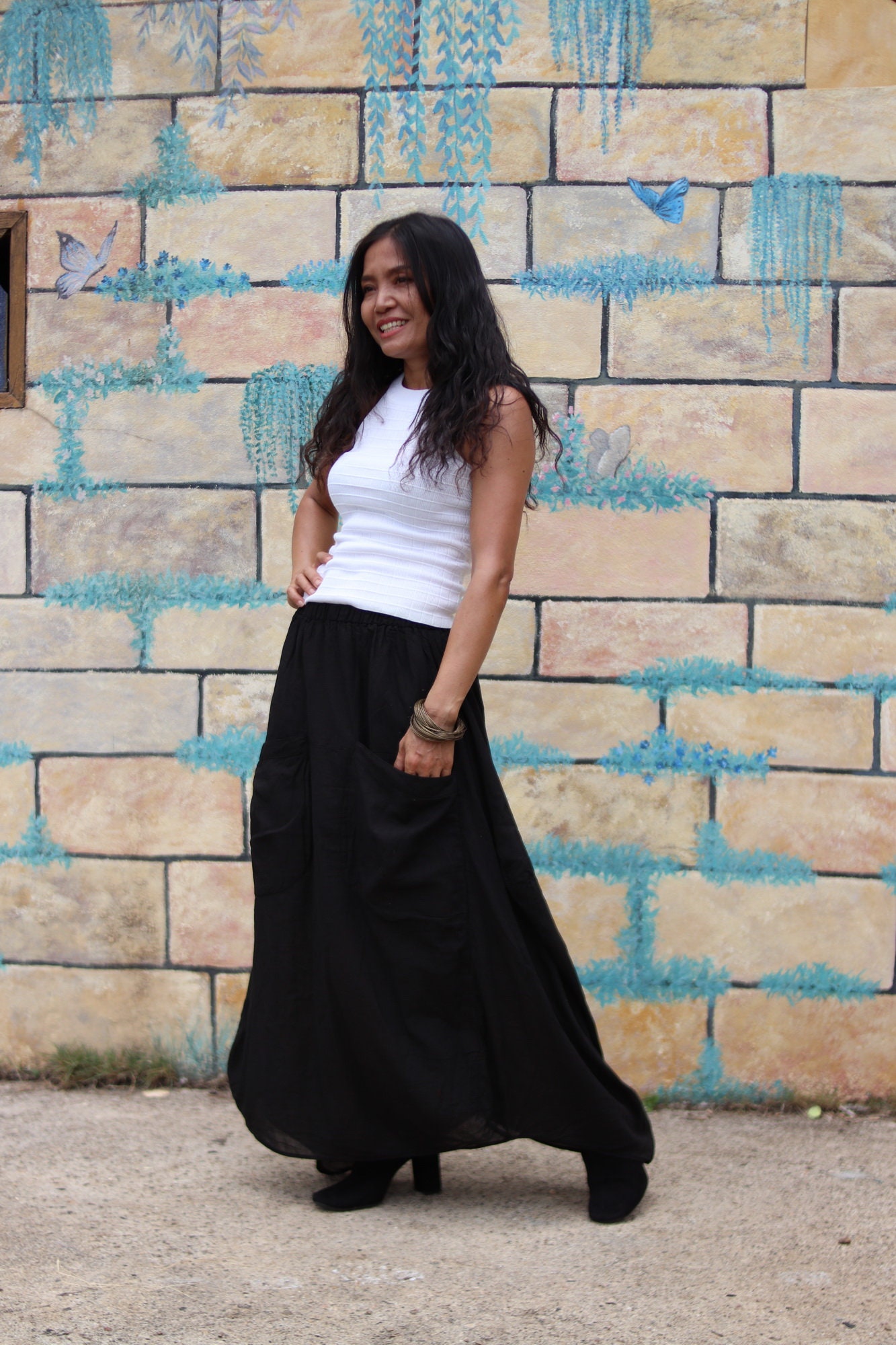 Funky rok / boho rok / lange rok / zwarte rok / gevoerde rok / - Etsy ...