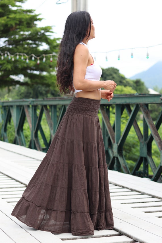 Gauze Tiered Skirt / Maxi Skirt / Long Boho Skirt / Boho Skirt - Etsy