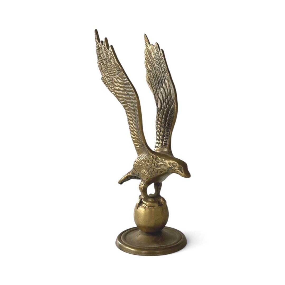 Vintage Solid Brass Eagle Sculpture - Etsy