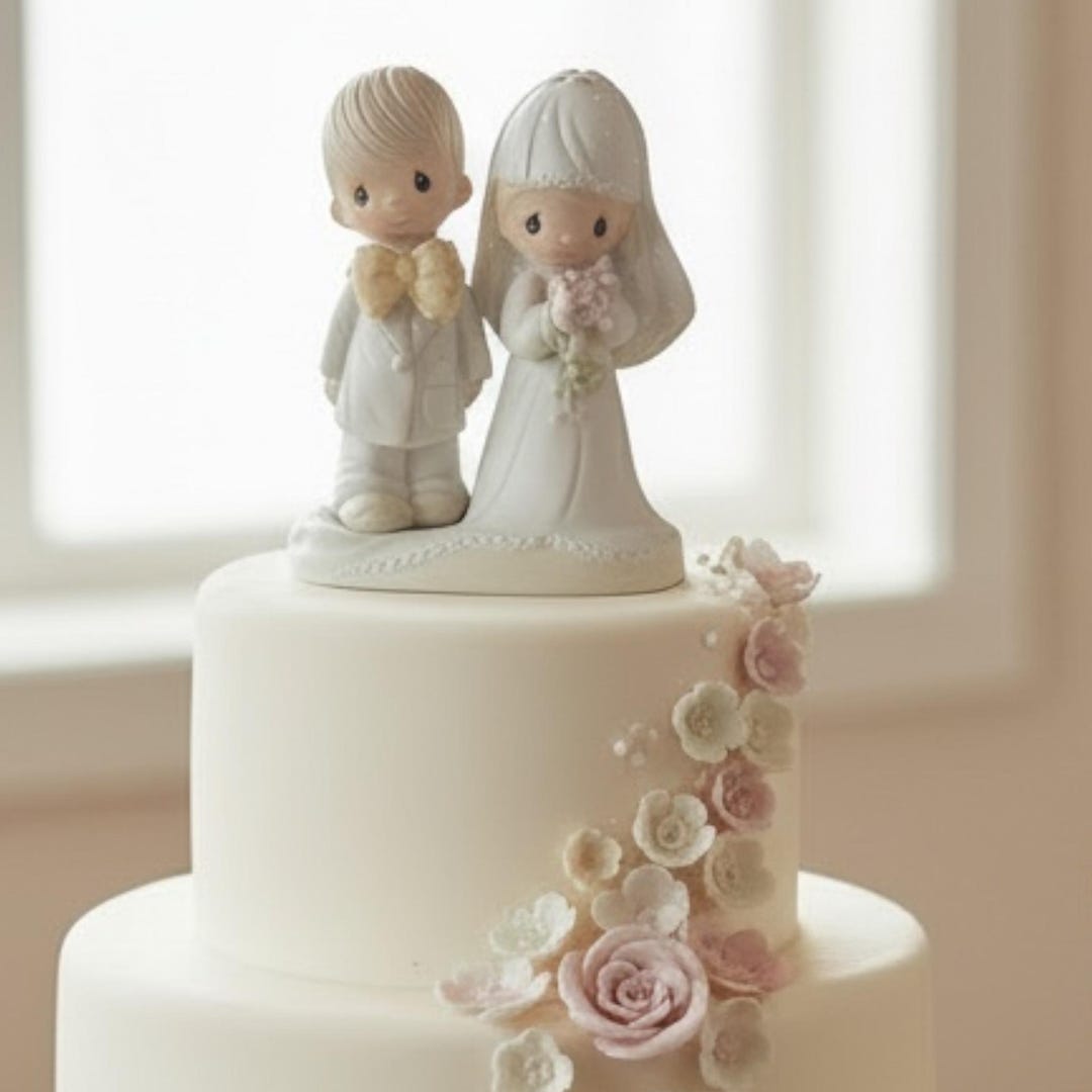 Vintage Precious Moments Bride and Groom Figurine, 1979 Wedding Cake ...