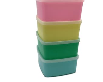 Tupperware Square Round Containers 24 Oz #312 Set of 3 Blue Lids - Etsy