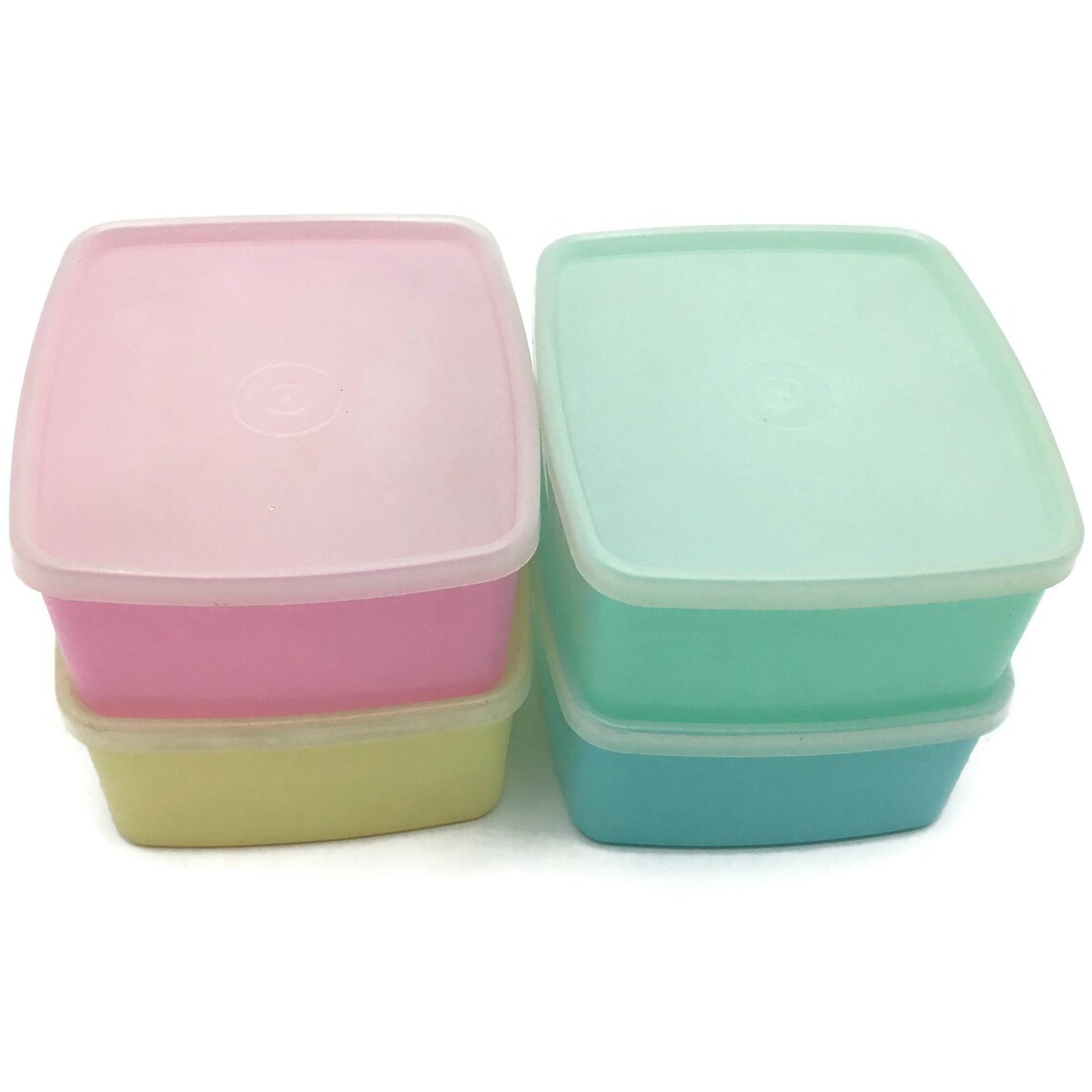 Vintage Tupperware Square Round Covered Containers Sheer - Etsy