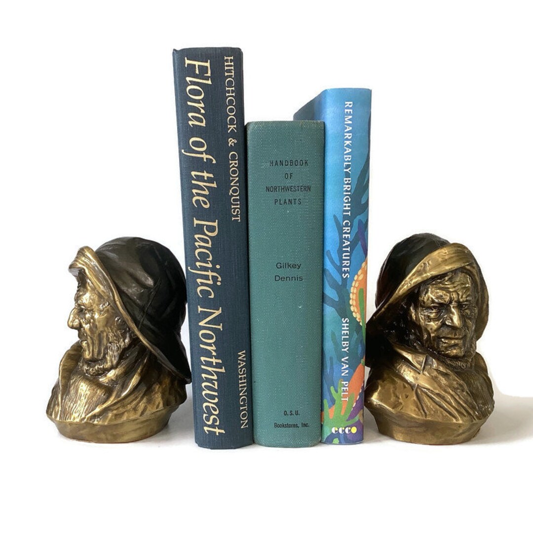 Vintage Bookends * Brass Colored Fisherman * Sailor Sculpture - Etsy