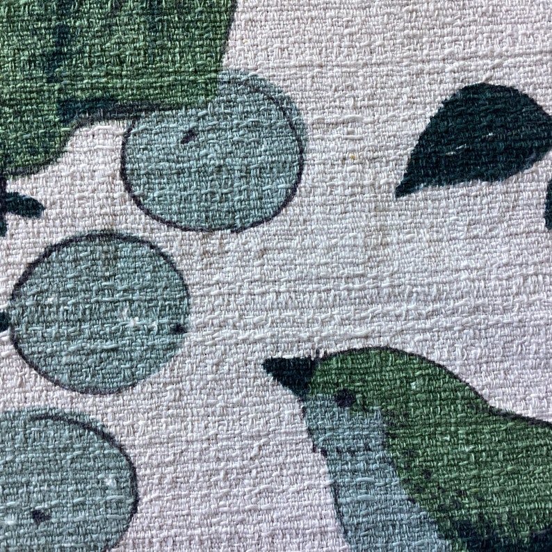 True Vintage Barkcloth Fabric * Peonies and Song Birds * Deconstructed ...