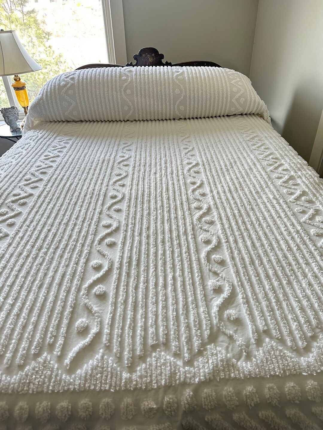 Vintage White Chenille Bedspread * Queen Size Candlewick Bedding - Etsy