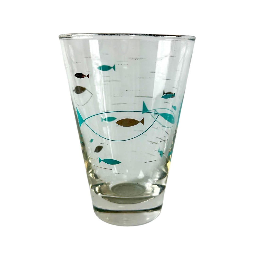 Vintage 4-5/8” Libbey Glass Tumbler * Mediterranean "atomic Fish" * Mid ...
