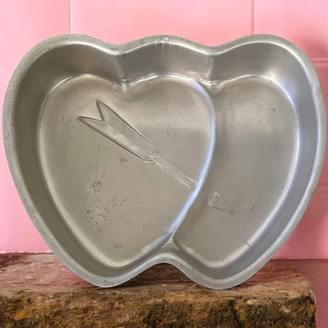 Vintage Double Heart Valentine Cake Pan - Etsy