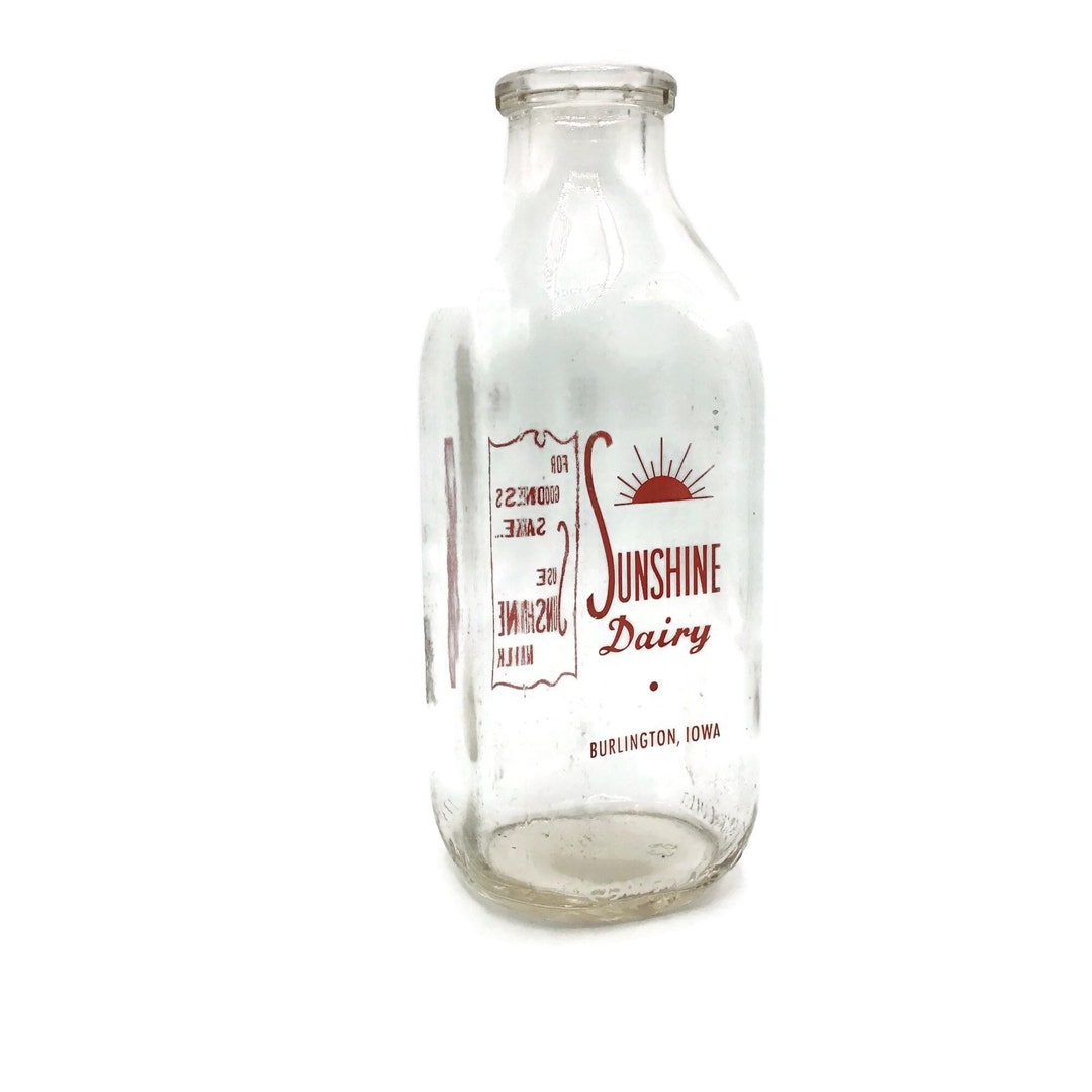 Vintage 1 Quart Glass Milk Bottle * Sunshine Dairy - Etsy