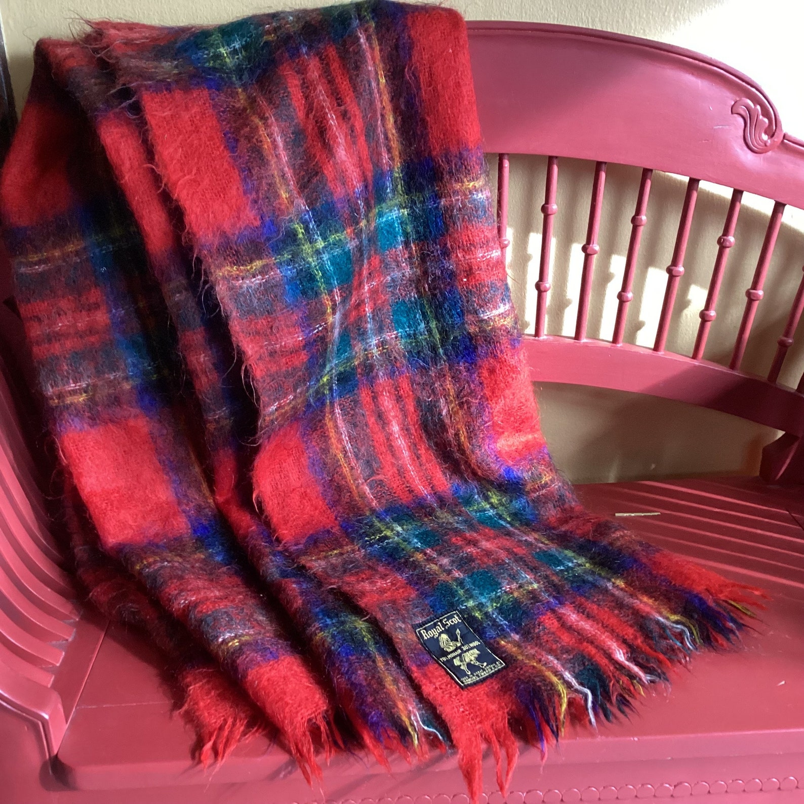 Vintage Royal Scott Mohair Throw Red Plaid Wool Blanket - Etsy
