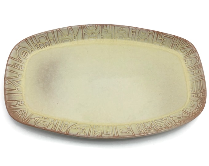 Vintage 7QS Frankoma Desert Gold Mayan Aztec 13” Steak Plate * Oval Serving Platter - Etsy