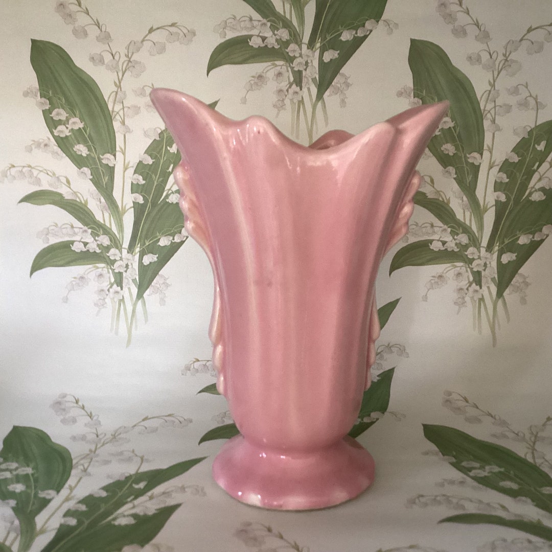 Vintage Pottery Vase * Pink Flower Urn * Art Deco Ceramic - Etsy
