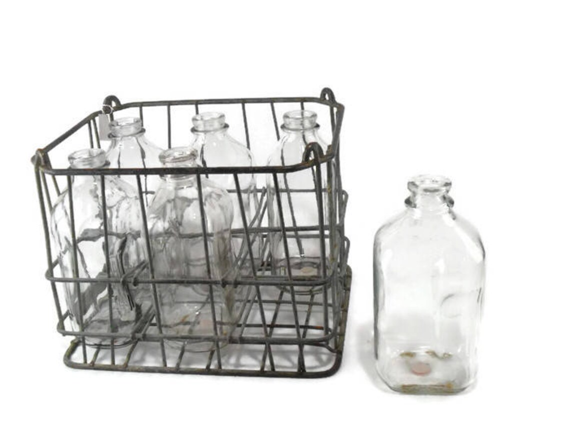 Vintage Wire Milk Crate - Etsy