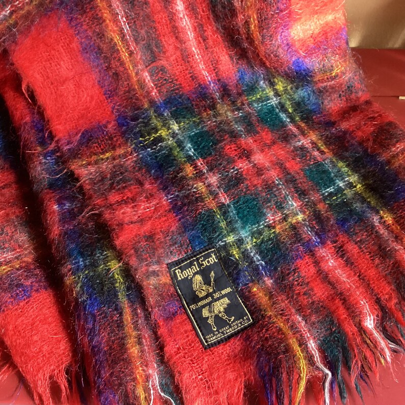 Vintage Royal Scott Mohair Throw Red Plaid Wool Blanket - Etsy