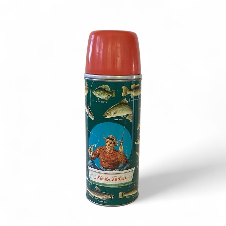 1952 Aladdin Angler Fisherman Insulated Bottle * Lodge Display * Cabin ...