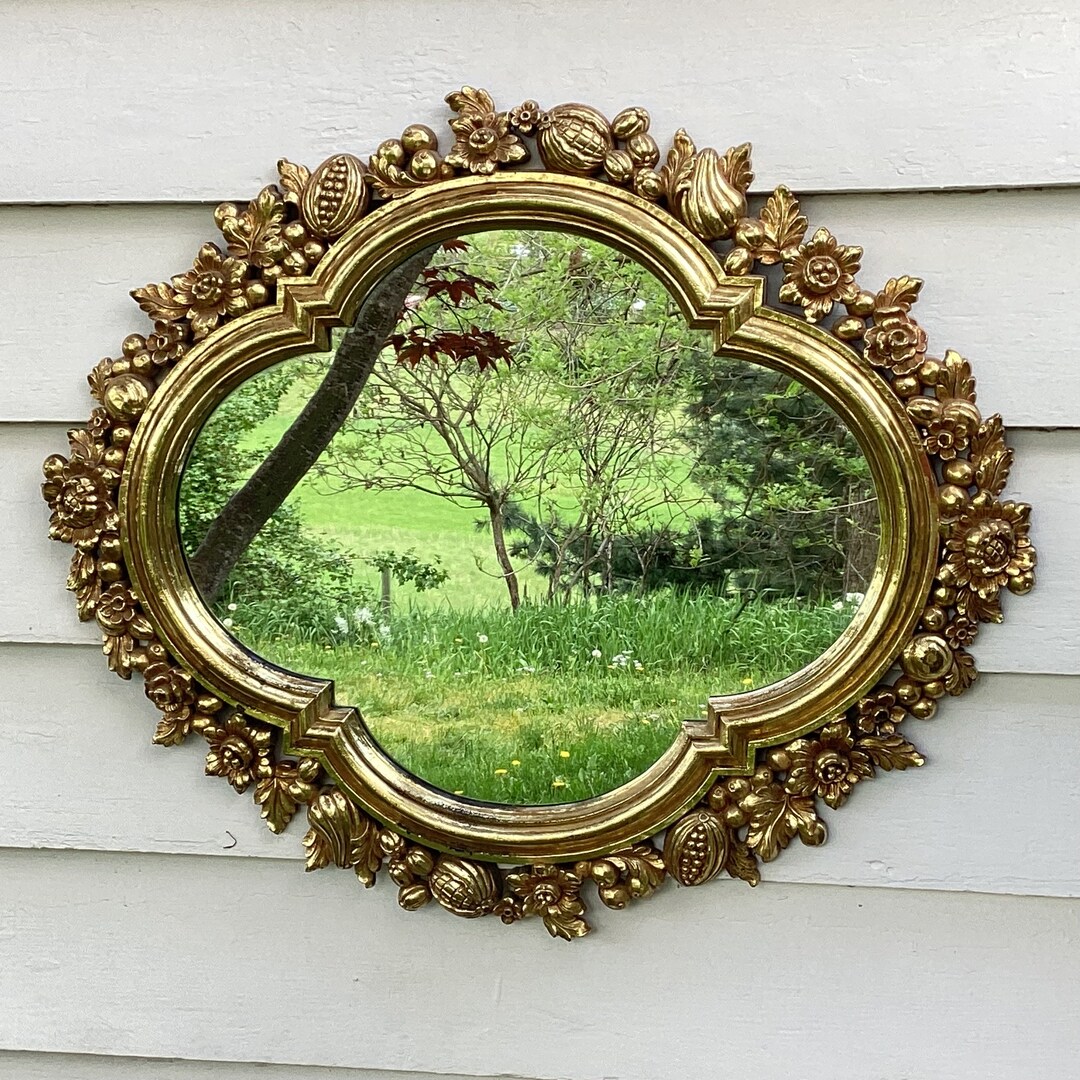 Vintage Syroco Art Wall Mirror Ornate Gold Tone - Etsy