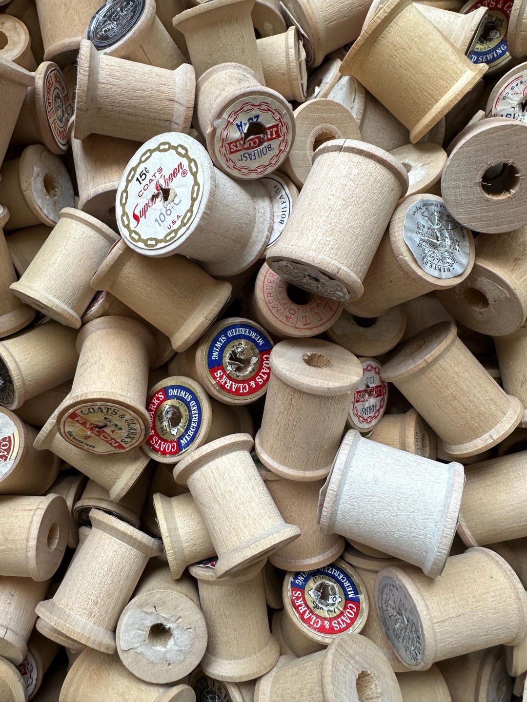Vintage Wood Sewing Thread Spool Set of 12 - Etsy