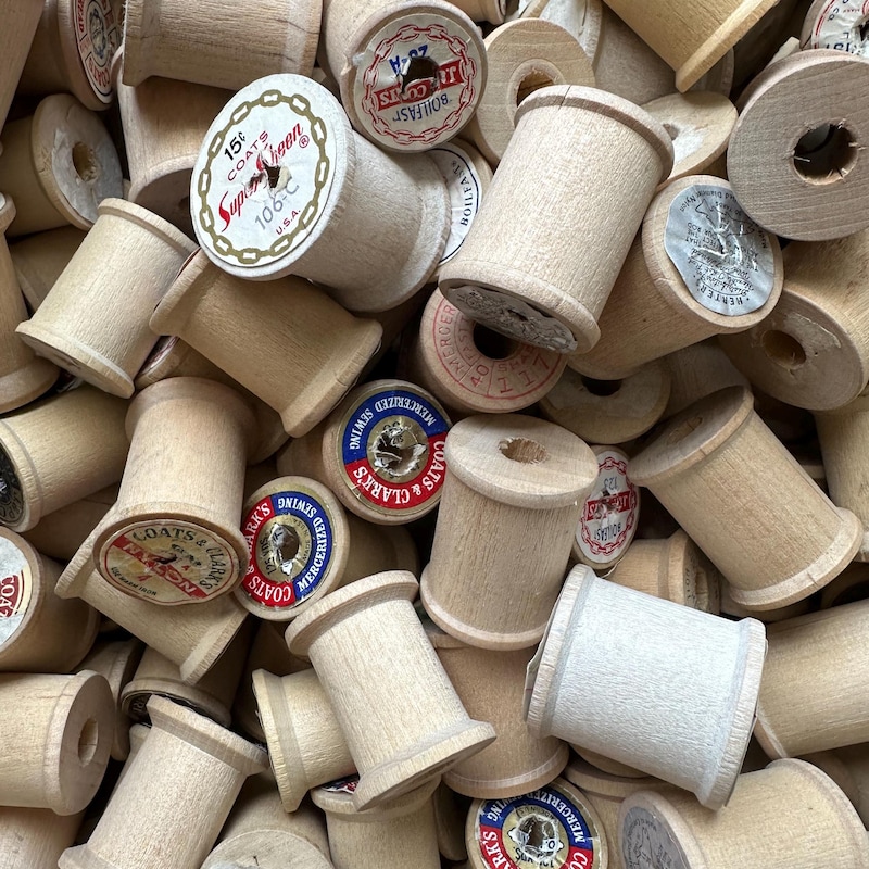 Wood Thread Spools Vintage - Etsy